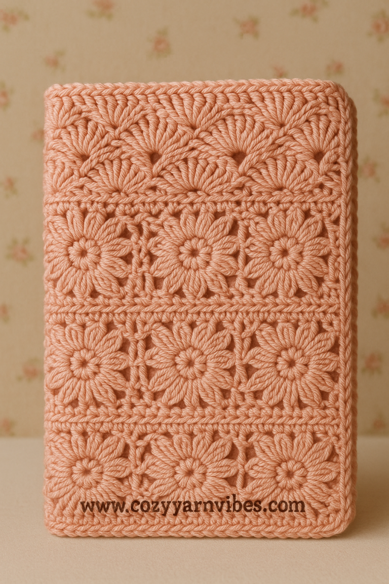 Crochet Book Cover Pattern – Floral Square & Lace Shell Design ...