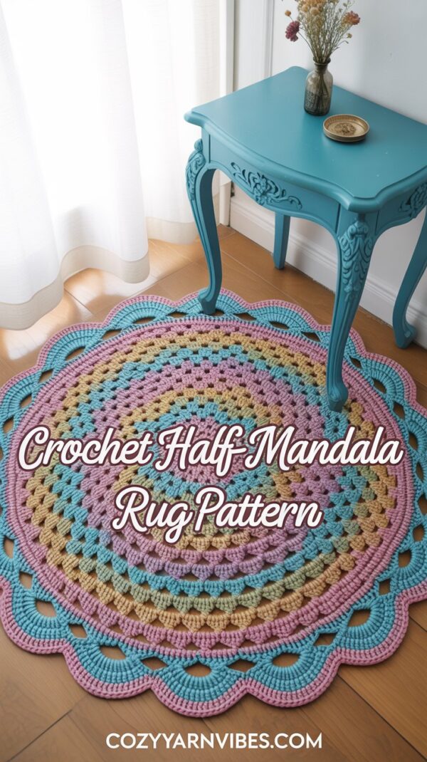 Crochet Half-Circle Rug - cozyyarnvibes.com