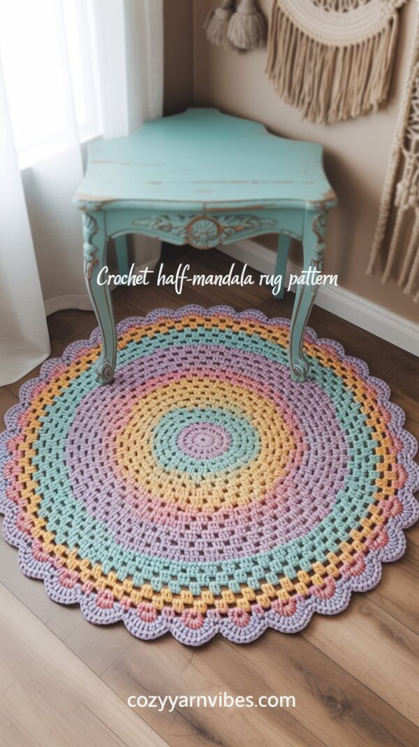 Crochet Half-Circle Rug - cozyyarnvibes.com