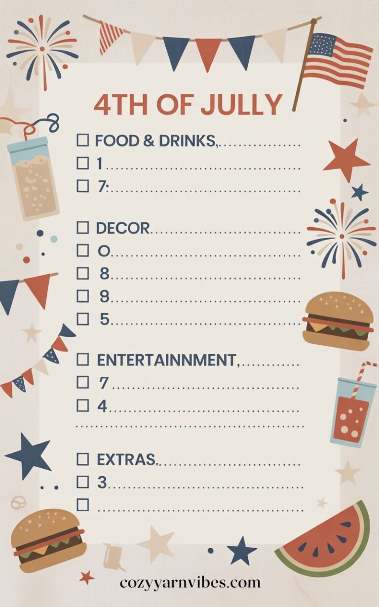 4th of July Party Checklist Printable - cozyyarnvibes.com