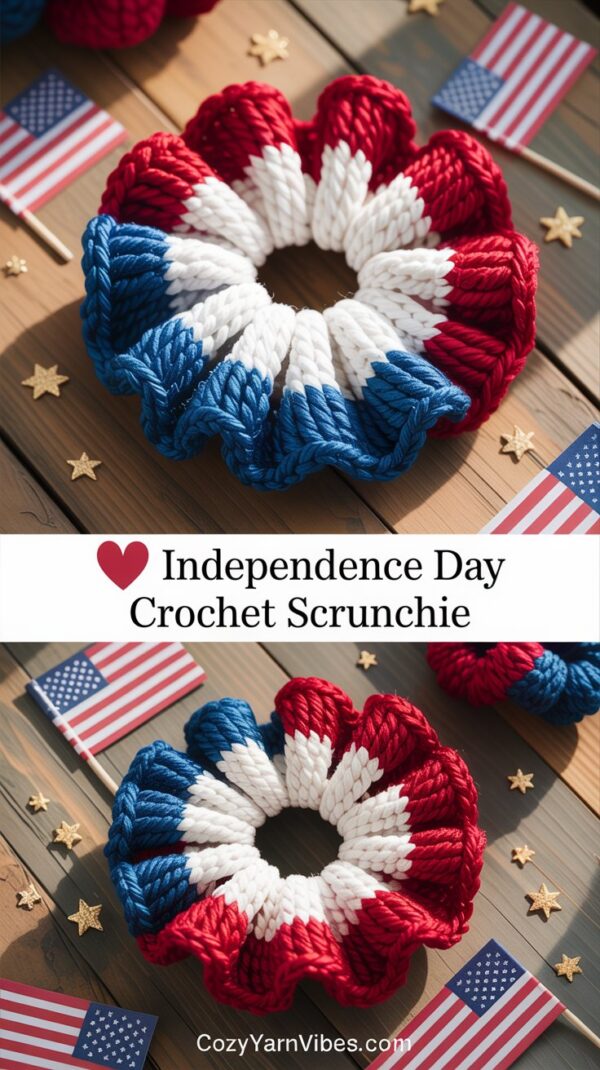 🇺🇸 Independence Day Crochet Scrunchie - cozyyarnvibes.com